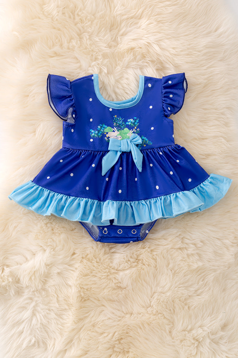 🌸Polka dot & bunny printed twirls baby onesie with snaps. RPG50211 SOL ...