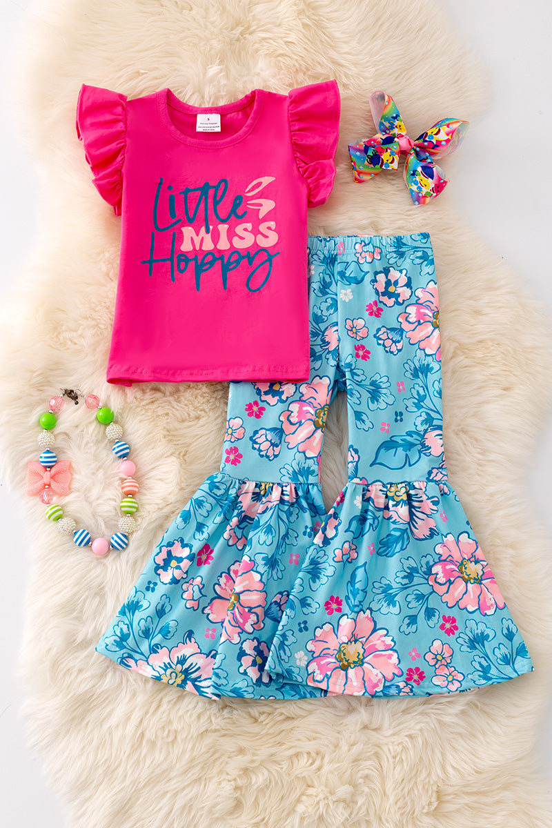 "Little Miss Hoppy" fuchsia angel sleeve top & bell bottoms. OFG50277 ...