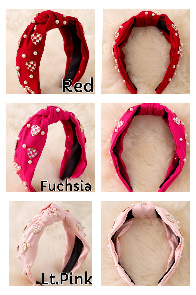 Checkered heart headbands with beads. 2PCS/$11.00 – KIDSCHARMONLINE.COM
