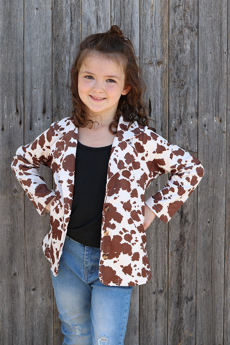 🔶Brown Cow printed blazer with pockets. TPG15153002-SOL ...