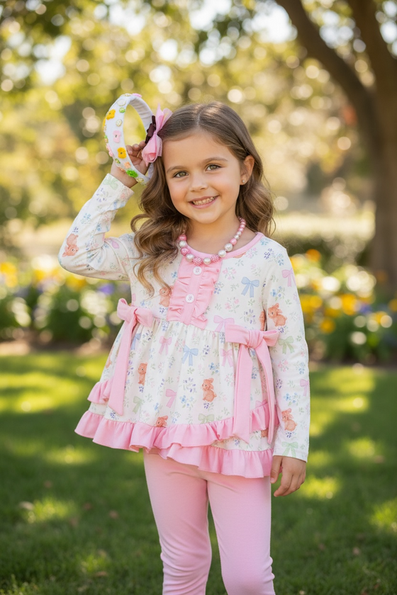 Easter bunny/floral printed tunic & pink leggings. OFG60356 AMY ...