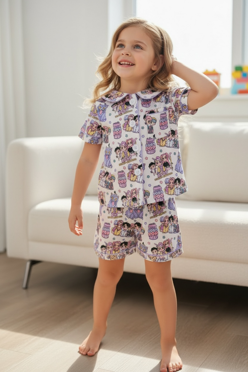 Cartoon Character printed girls pajamas set.GSSO112703-AMY ...