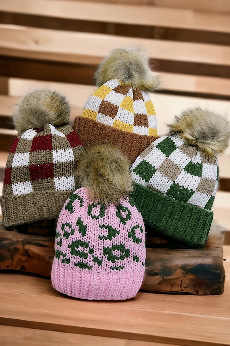 Multi-printed knit beanies/ available in 4 designs. 2pcs/$10.00 ACG501 ...