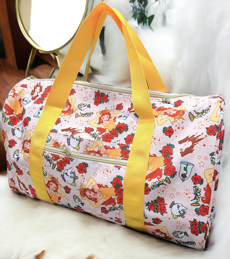 Yellow Princess/Character printed duffle bag. LR2024R – KIDSCHARMONLINE.COM